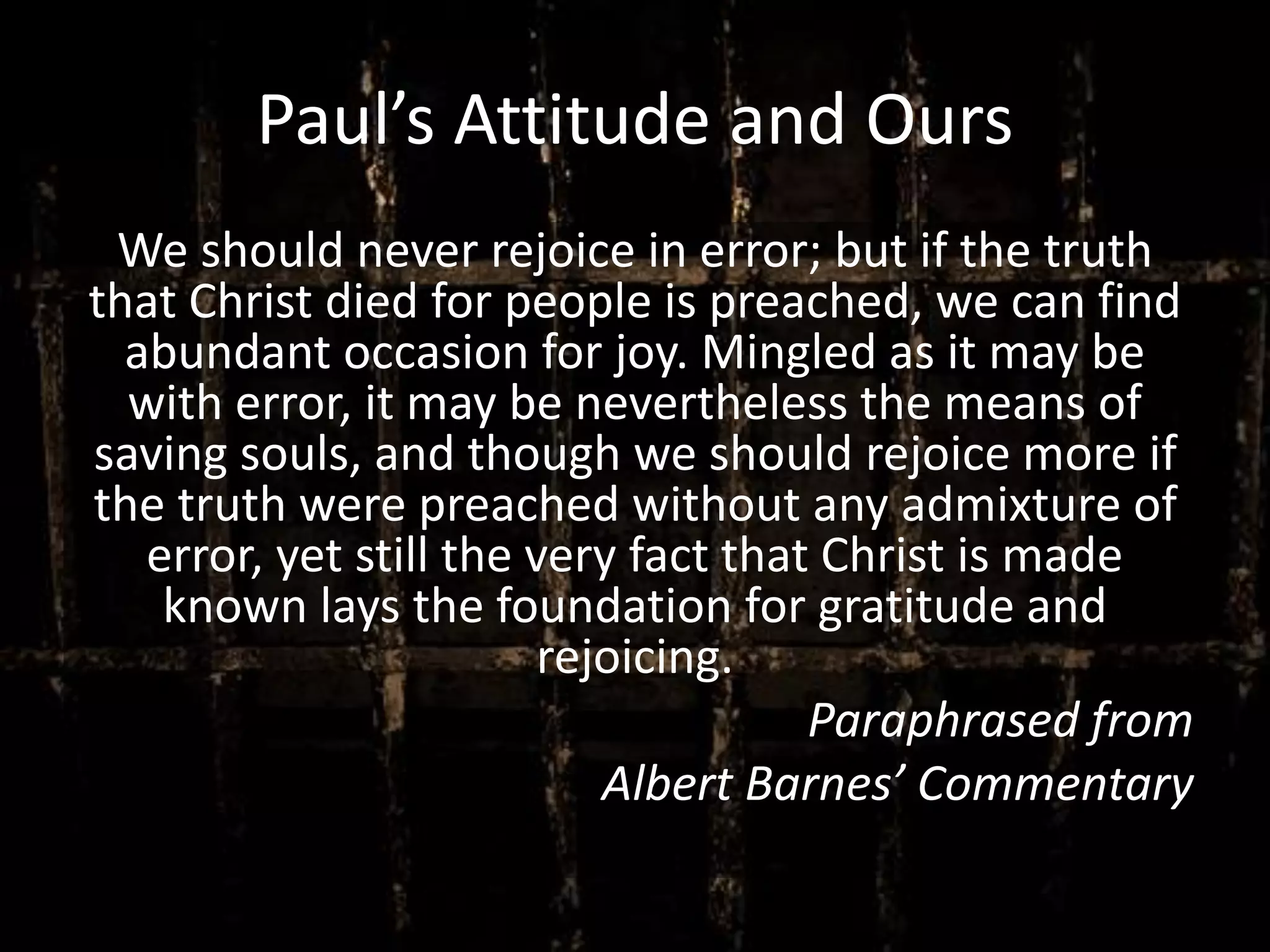 Insights of a godly warrior - Philippians 1:12-18 | PPTX