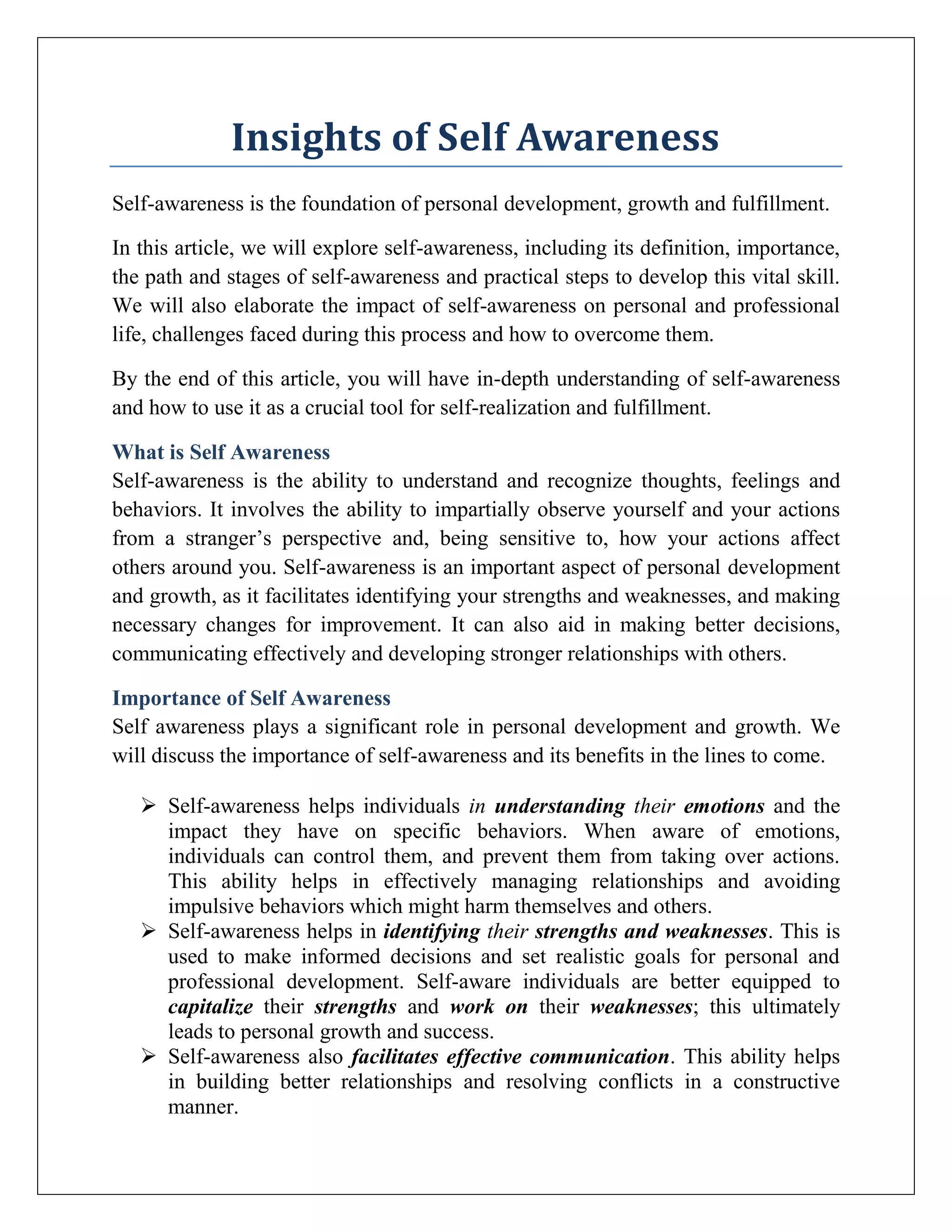 Insights of Self Awareness.pdf