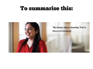 Insights on the TED talk delivered by Prof. Sheena Iyengar | PDF