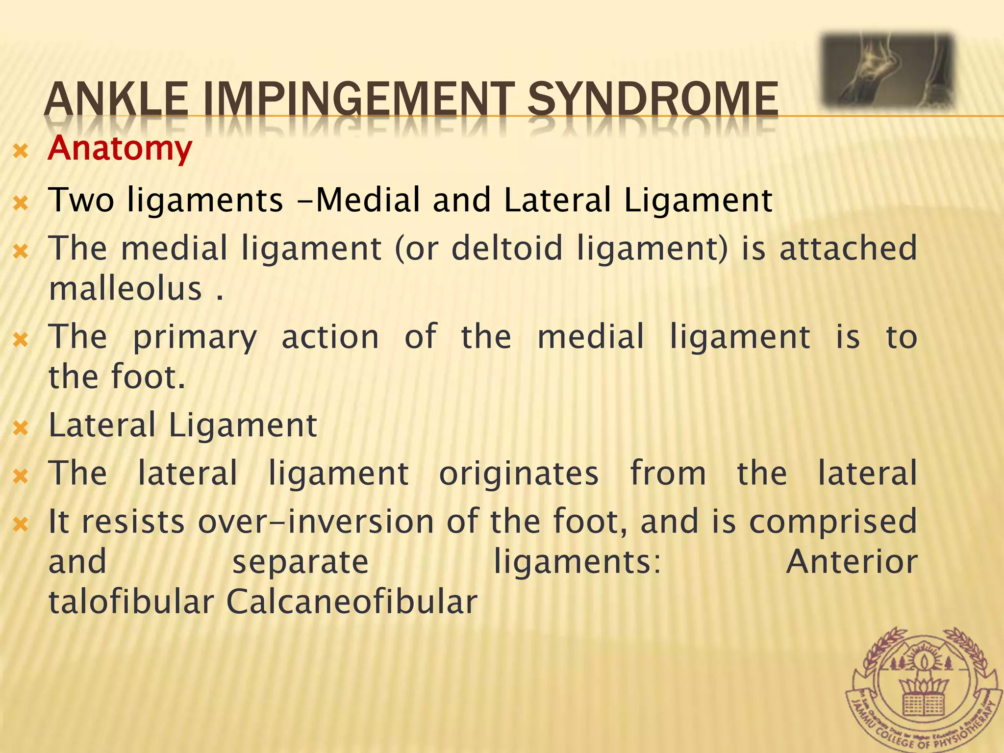 Insight to ankle impingement syndrome in sports | PPTX