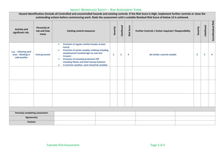 Insight workplace safety risk assessment form - example | DOC | Death ...