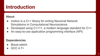 insilico: Neuronal Network Simulation C++ Library | PDF