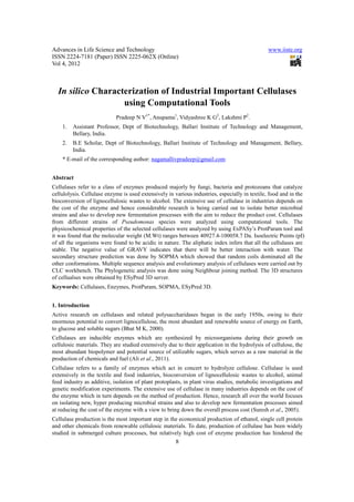 In silico characterization of industrial important cellulases using computational tools | PDF