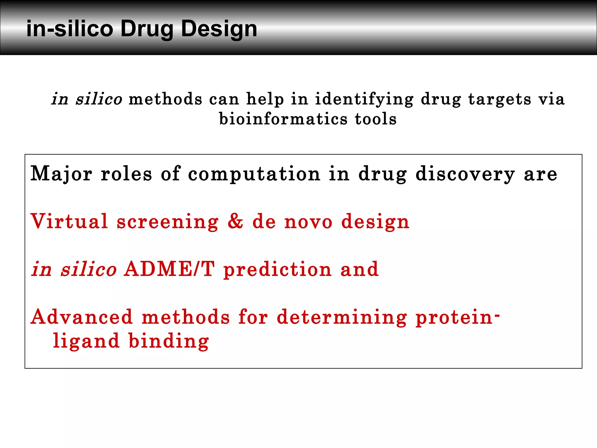 In silico drug design an intro | PPT
