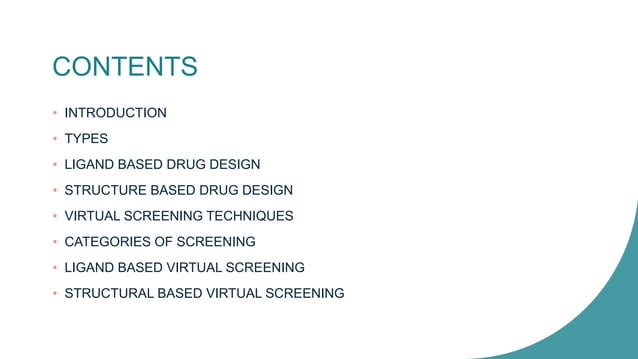 INSILICO DRUG DESIGN AND VIRTUAL SCREENING IN CADD.pptx | Computer ...