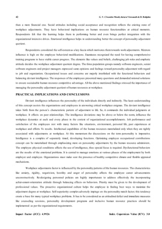 Insinuation of deviant intelligence at workplace dynamics a personality adjustment quotient ...