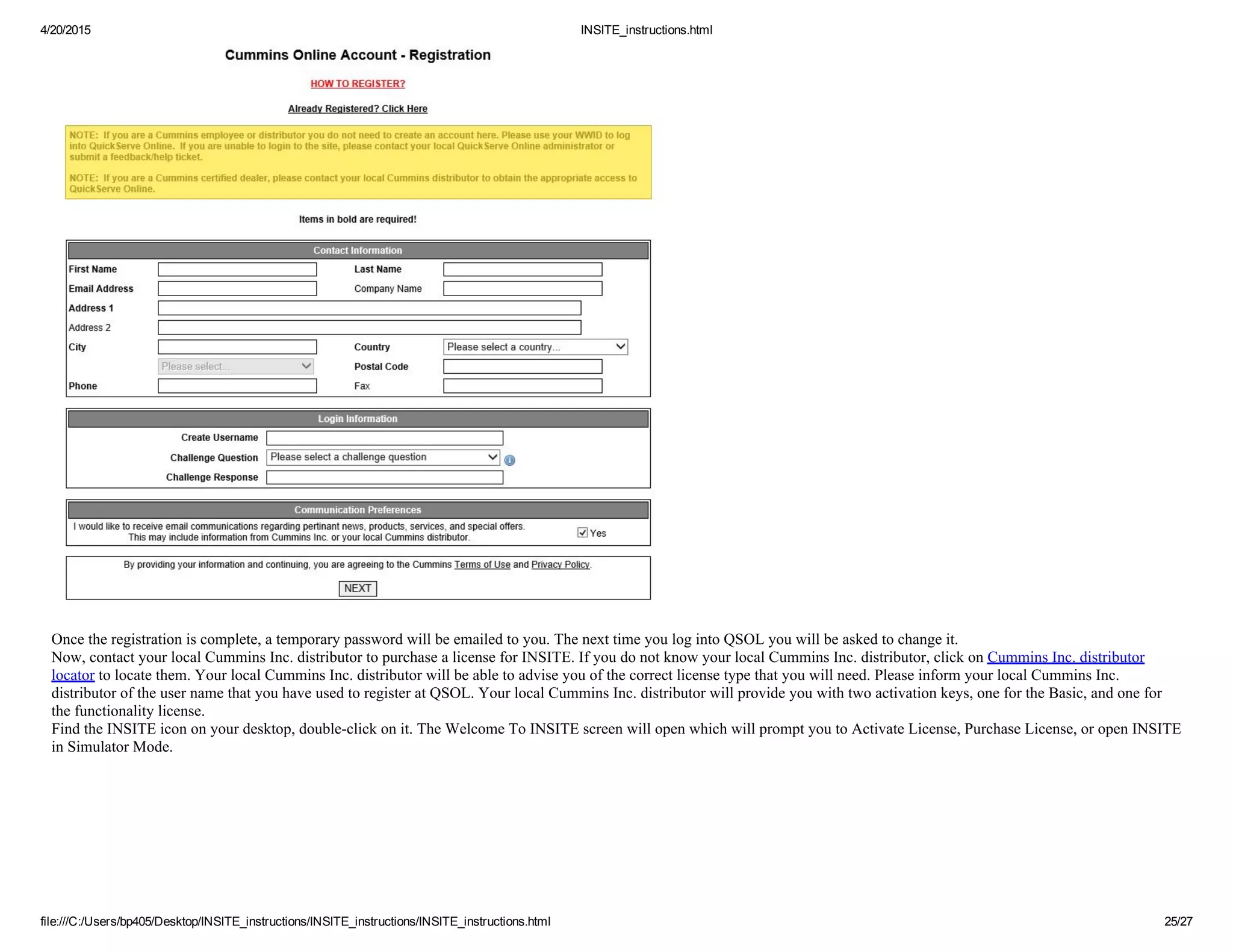 cummins Insite instructions | PDF