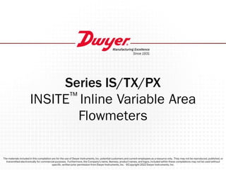 Series IS/PX/TX Insite™ Air/Liquid In-Line Flowmeter | PDF