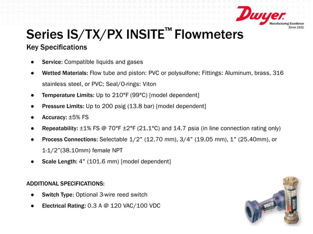 Series IS/PX/TX Insite™ Air/Liquid In-Line Flowmeter | PDF | Technology ...