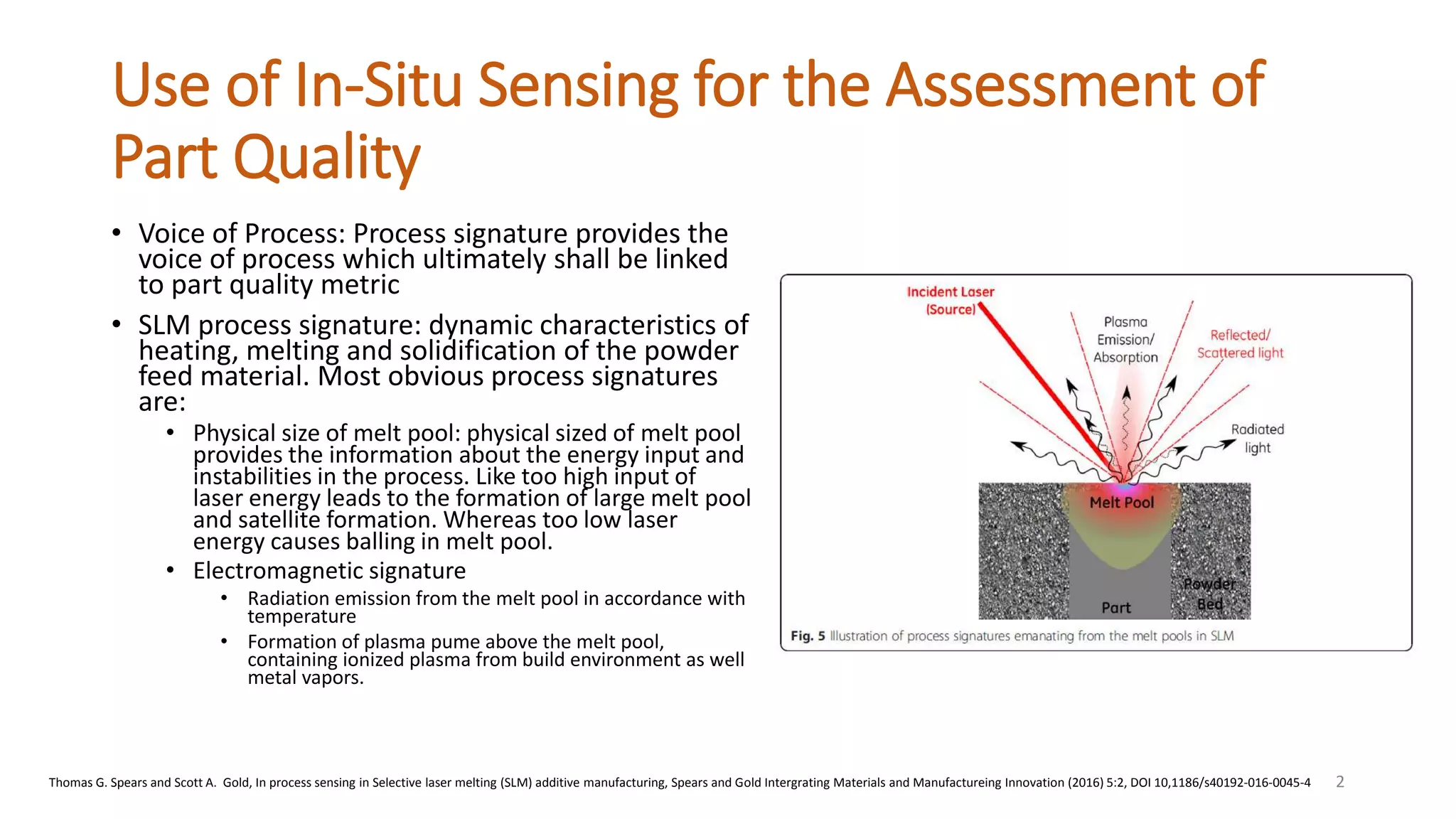In Situ Process Monitoring Of Selective Laser Melting Ppt