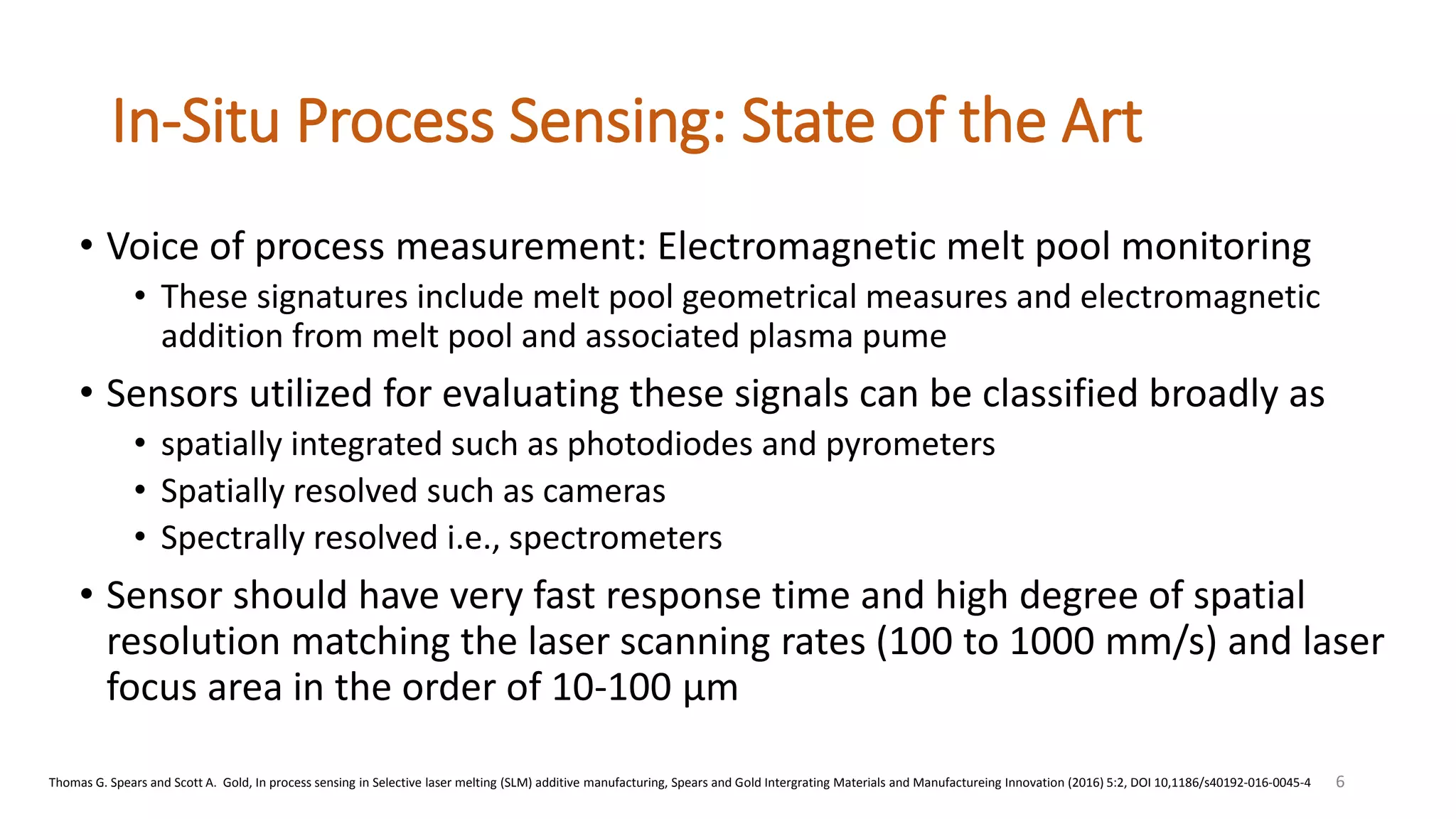 In Situ Process Monitoring Of Selective Laser Melting Ppt