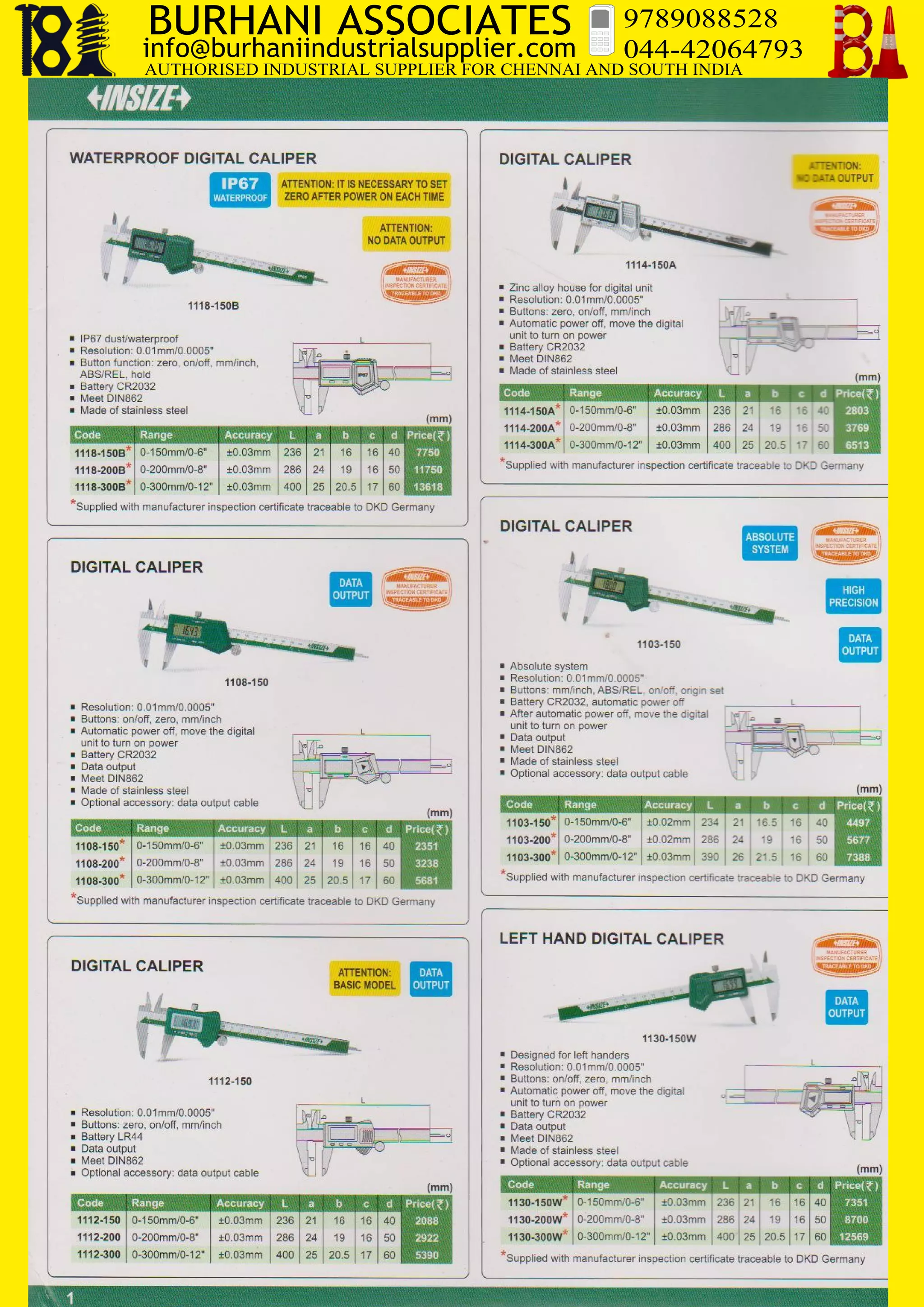 Insize-measuring-instruments-chennai-catalogue-and-price-list | PDF