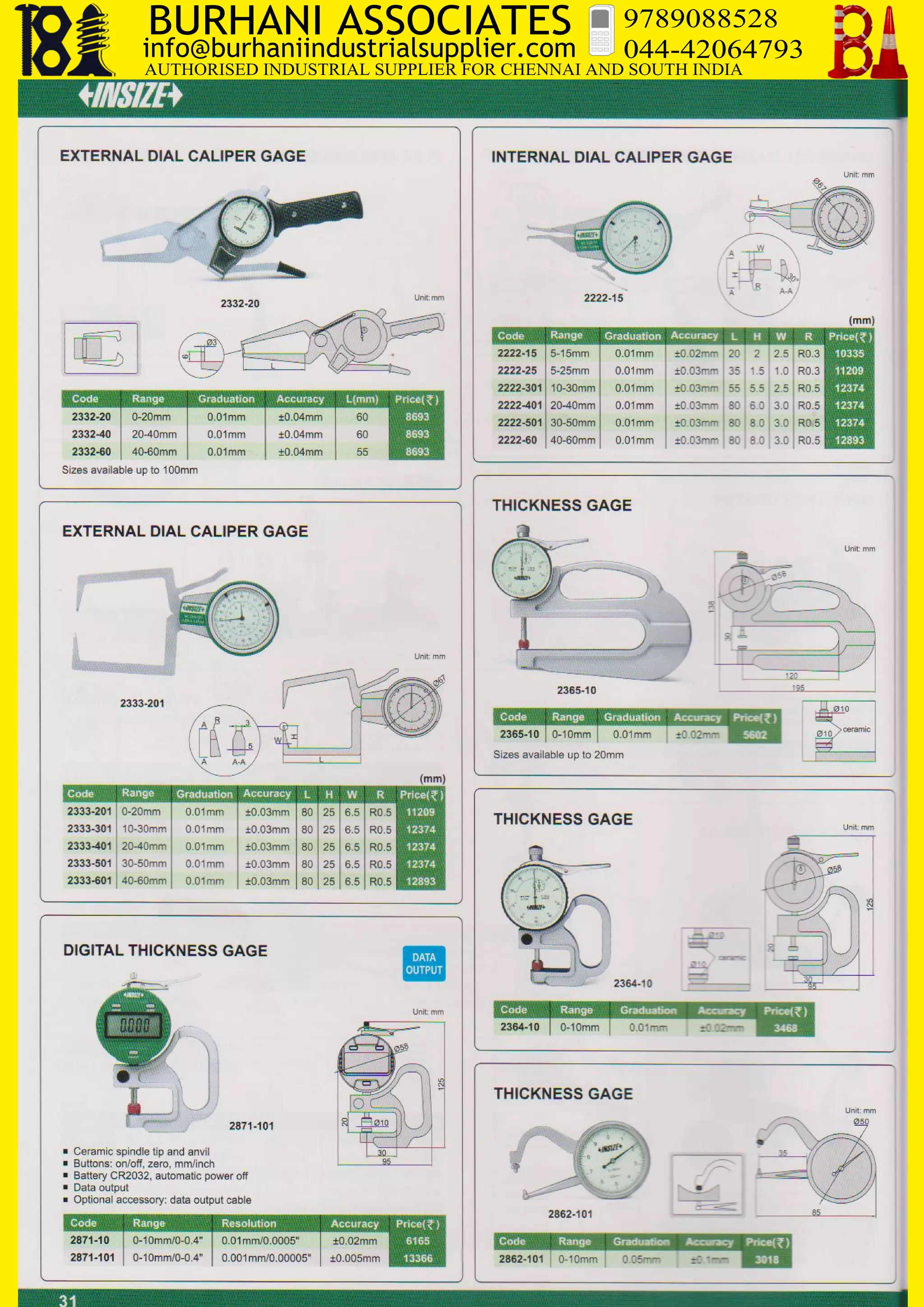Insize-measuring-instruments-chennai-catalogue-and-price-list | PDF