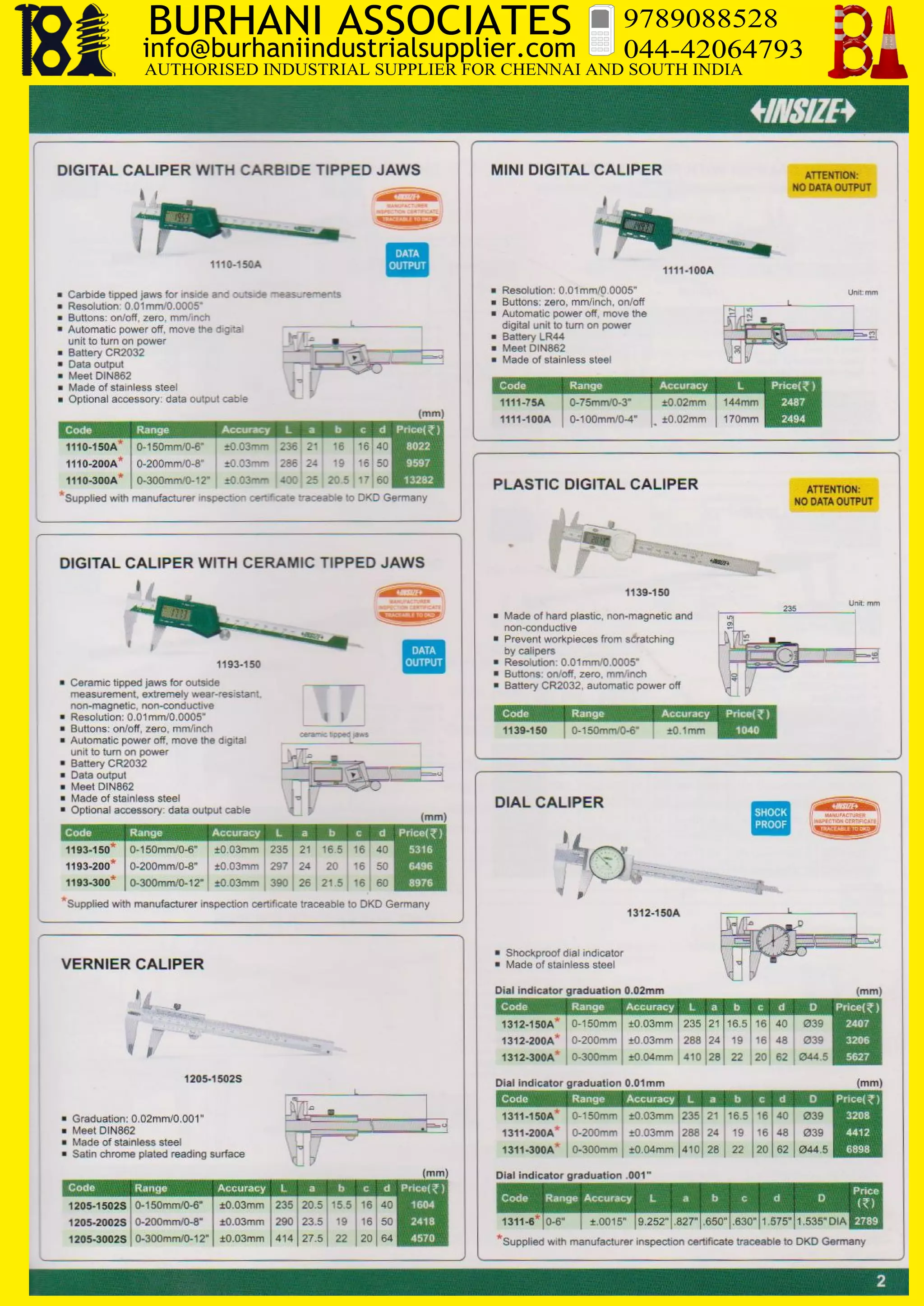 Insize-measuring-instruments-chennai-catalogue-and-price-list | PDF
