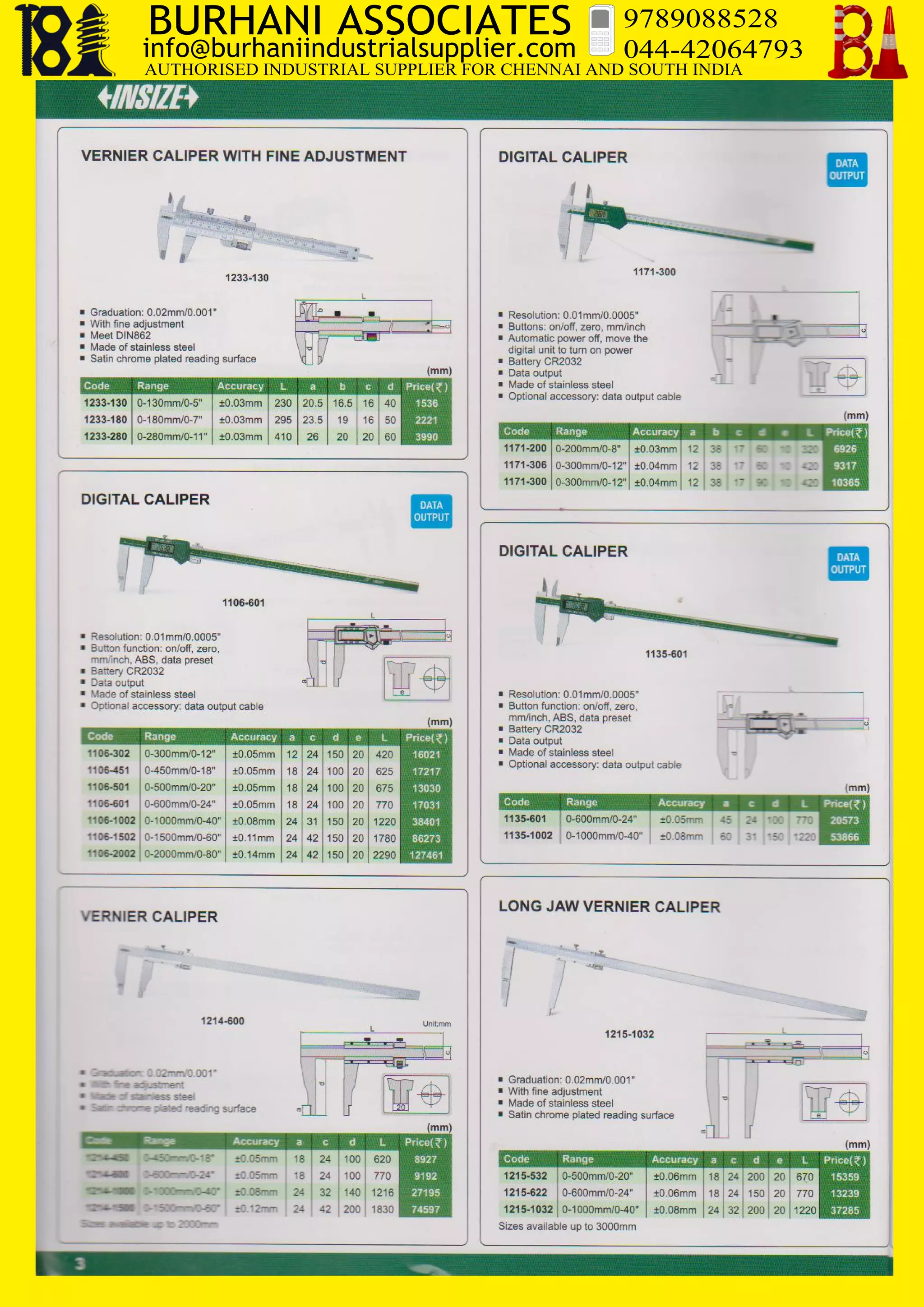 Insize-measuring-instruments-chennai-catalogue-and-price-list | PDF
