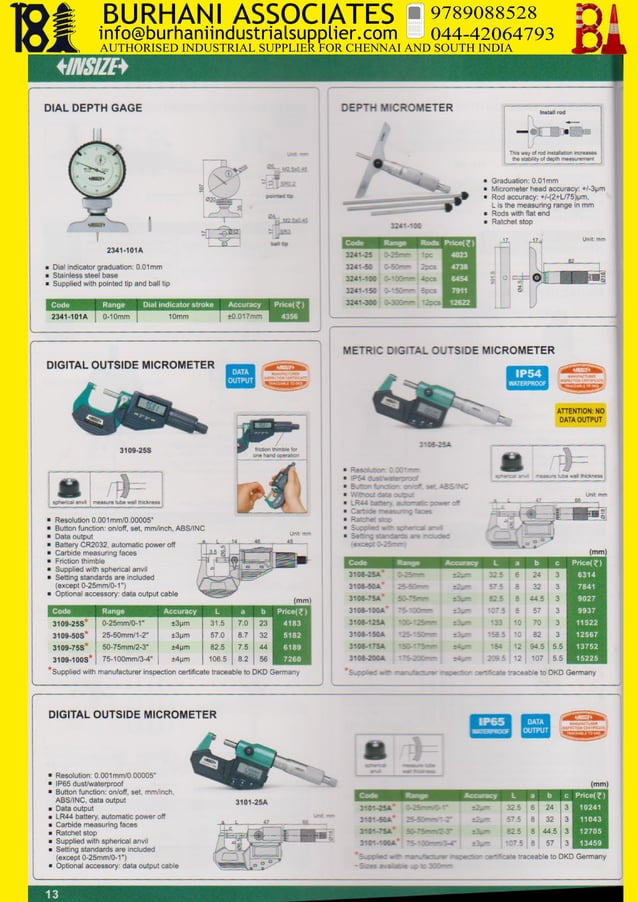 Insize-measuring-instruments-chennai-catalogue-and-price-list | PDF