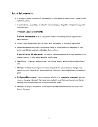 Insocio lecture 8 collective behavior | DOCX | Science