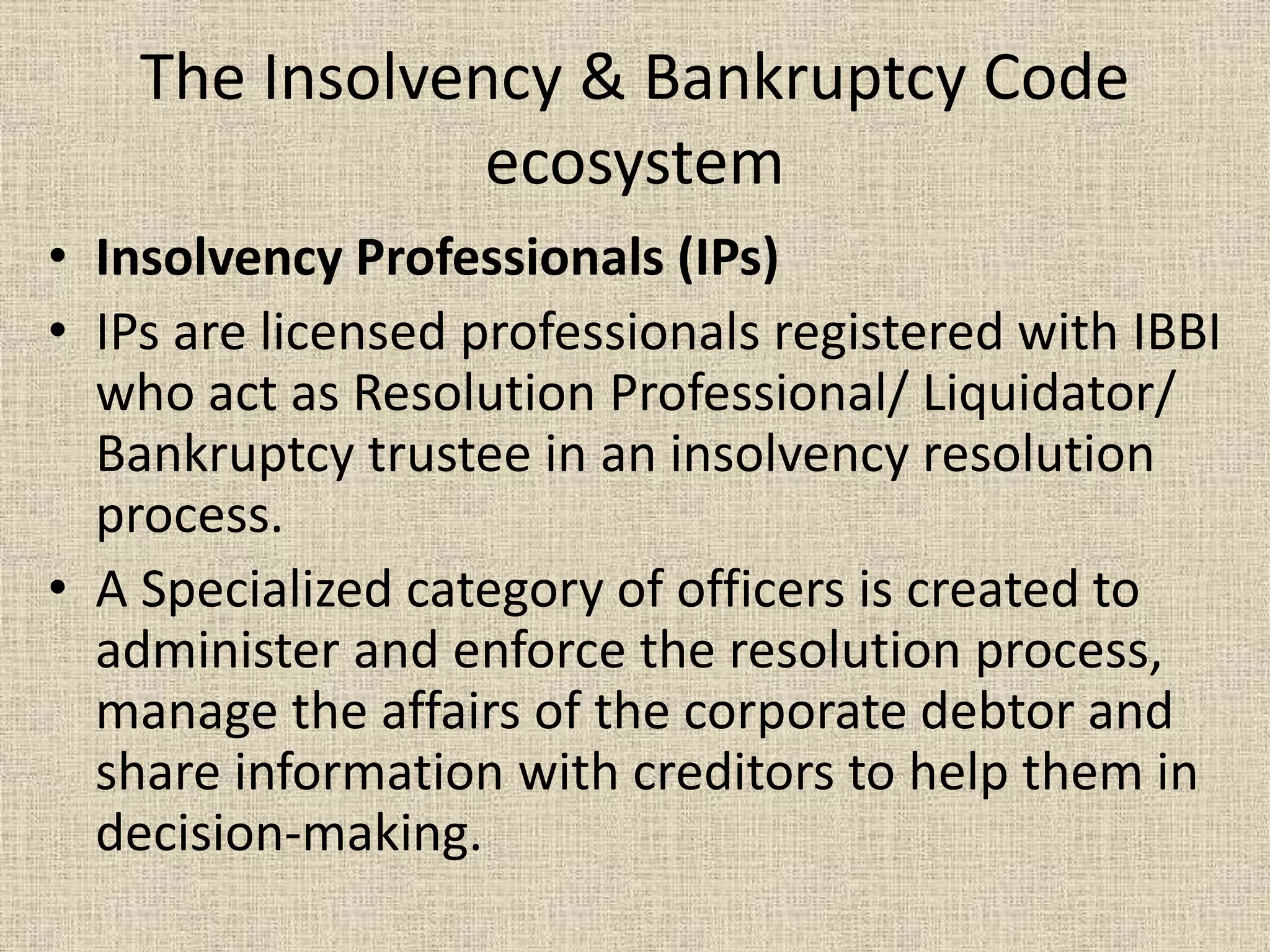 Insolvency and bankruptcy code, 2016 | PPTX