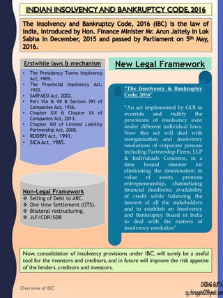 Insolvency & bankruptcy code an overview | PDF