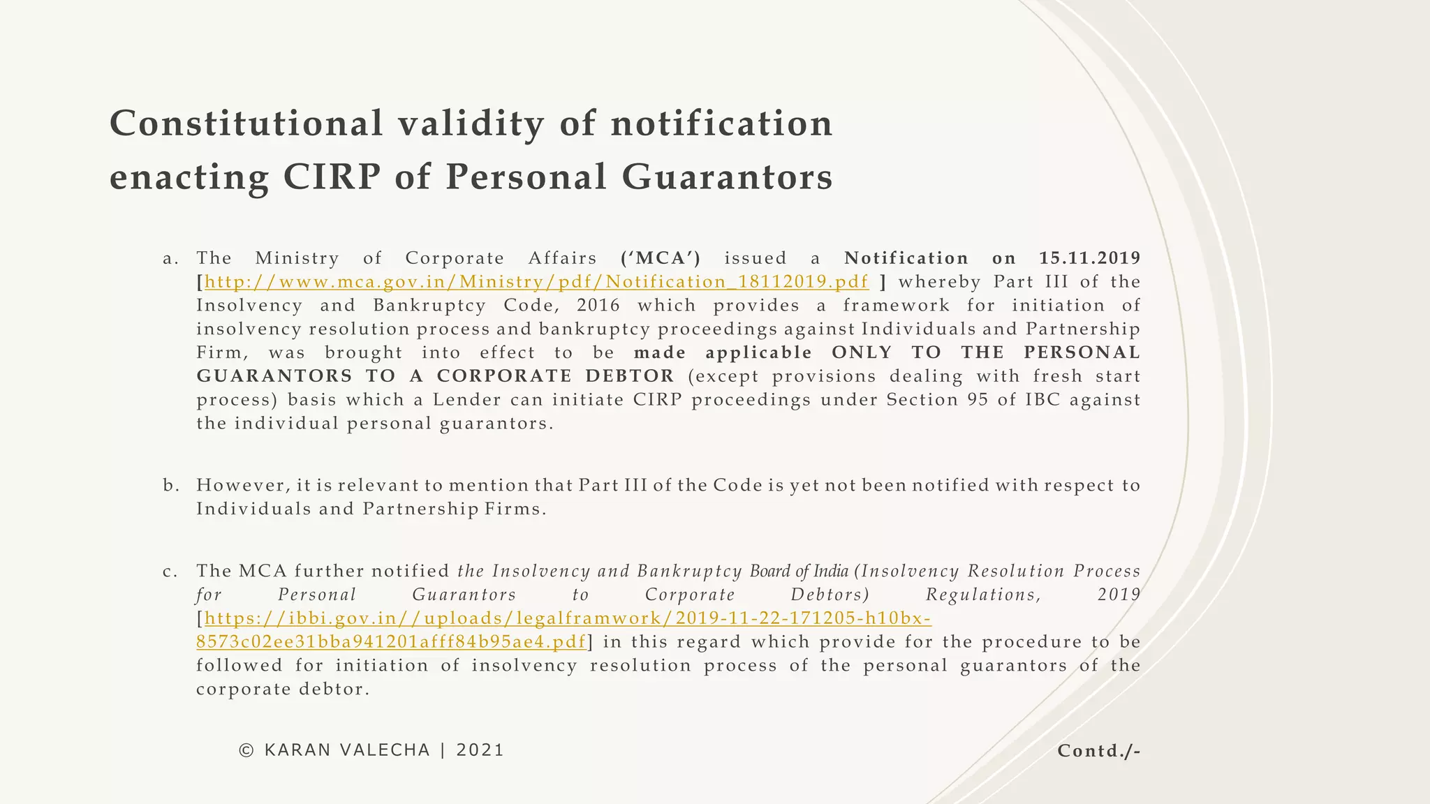 Insolvency Resolution Process of Guarantors under IBC | PPTX