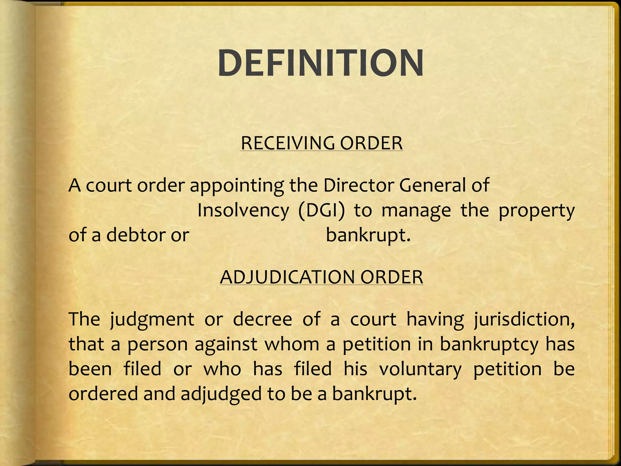Difference between Receiving Order and Adjudication Order | PPTX