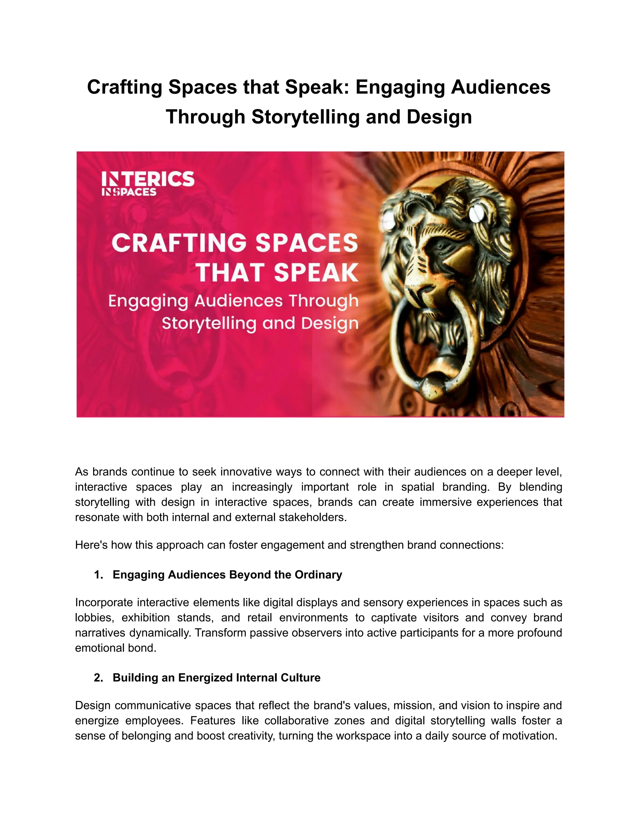 Crafting Spaces that Speak: Engaging Audiences Through Storytelling and ...