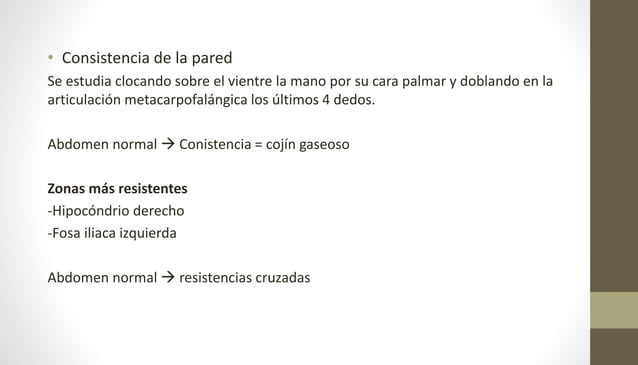 Inspección, auscultación, palpación y percusión de abdomen | PPTX