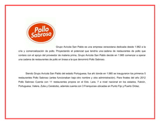 Inspeccion de los riesgos disergonomicos a la empresa POLLO SABROSO C,A ...