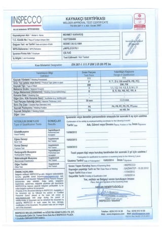 Inspecco 29 adet uzatilacak sertifikalar | PDF