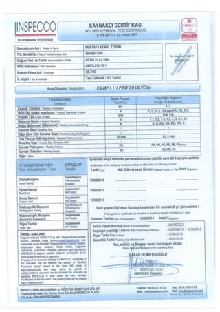 Inspecco 29 adet uzatilacak sertifikalar | PDF