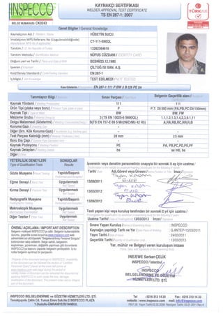 Inspecco 29 adet uzatilacak sertifikalar | PDF