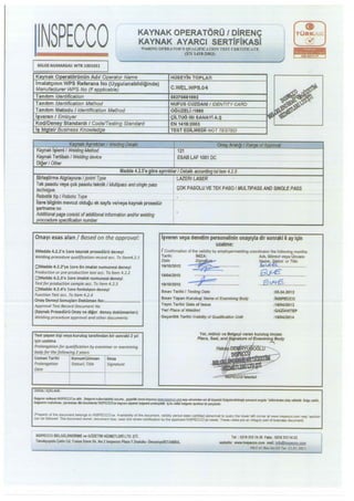 Inspecco 29 adet uzatilacak sertifikalar | PDF