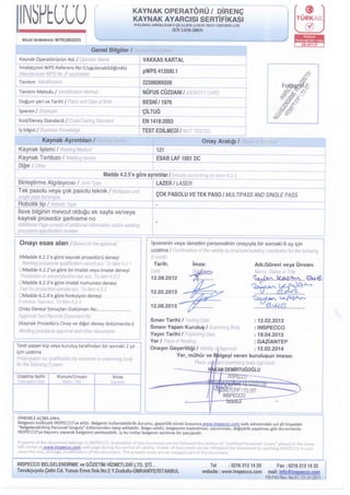 Inspecco 29 adet uzatilacak sertifikalar | PDF