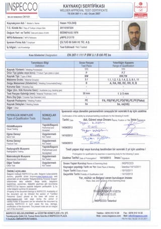 Inspecco 29 adet uzatilacak sertifikalar | PDF