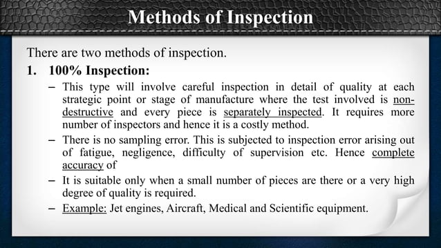 Inspection | PPTX | Manufacturing Industry | Industries
