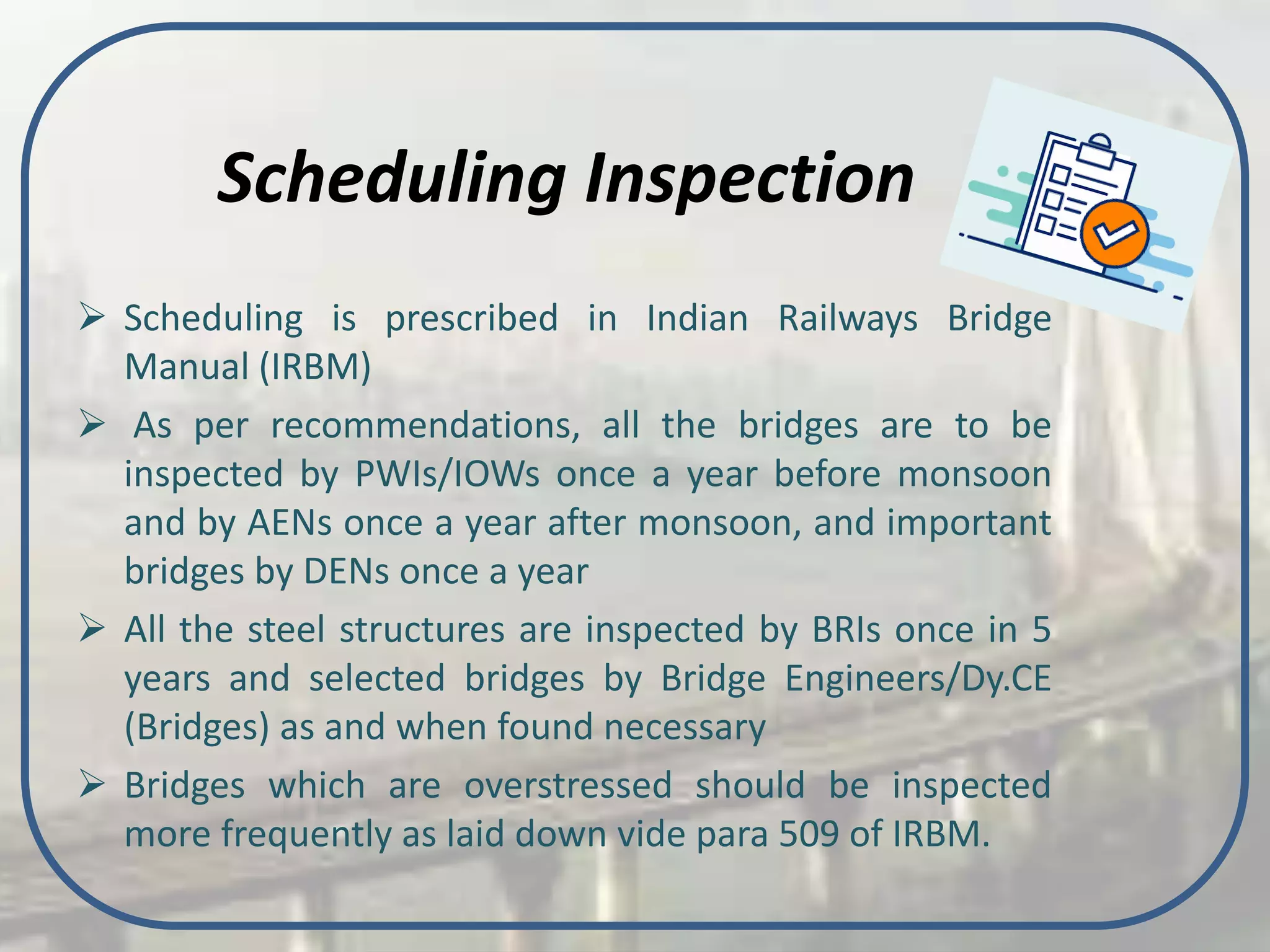 Inspection and maintenance of bridges In India | PPTX