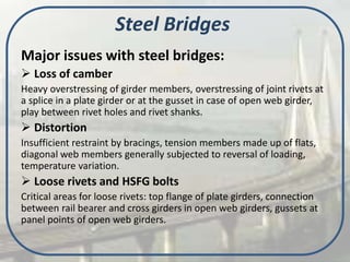 Inspection and maintenance of bridges In India | PPTX