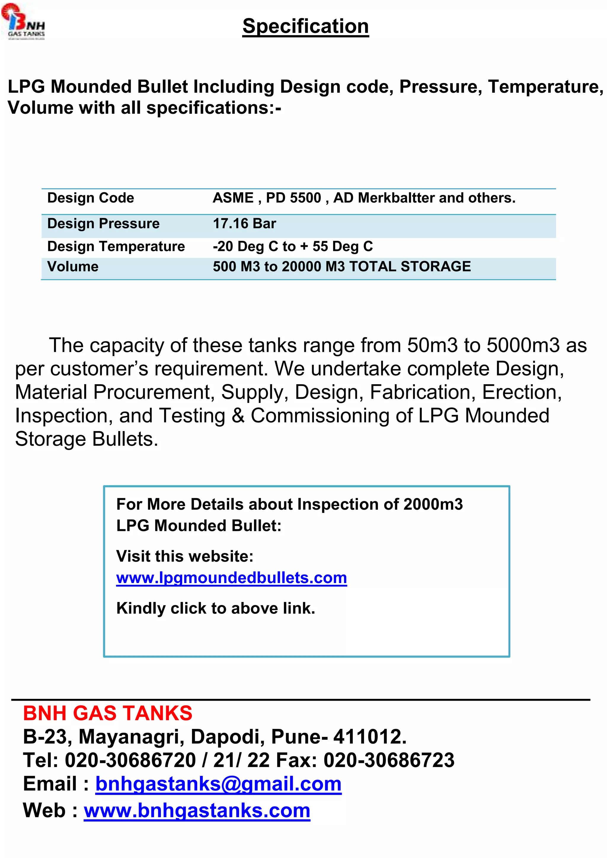 Inspection and ndt testing of 2000 m3 lpg mounded bullet | PDF