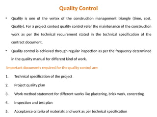 Inspection and Quality Control in Construction Management | PPTX