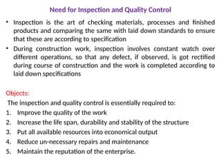 Inspection and Quality Control in Construction Management | PPT