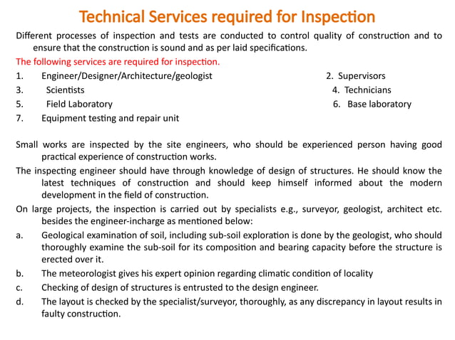 Inspection and Quality Control in construction Management | PPTX ...