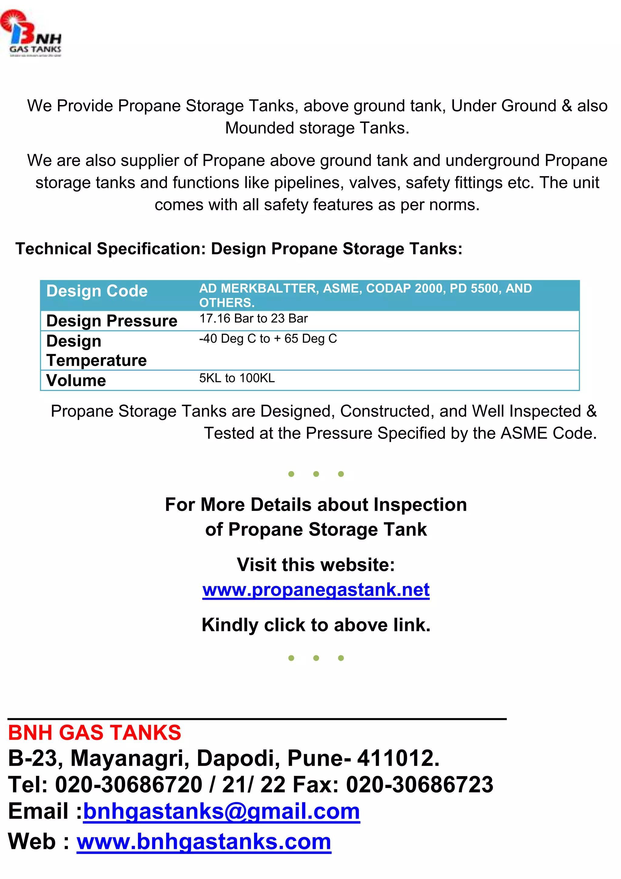 Inspection and testing and hazop analysis of propane storage tank | PDF