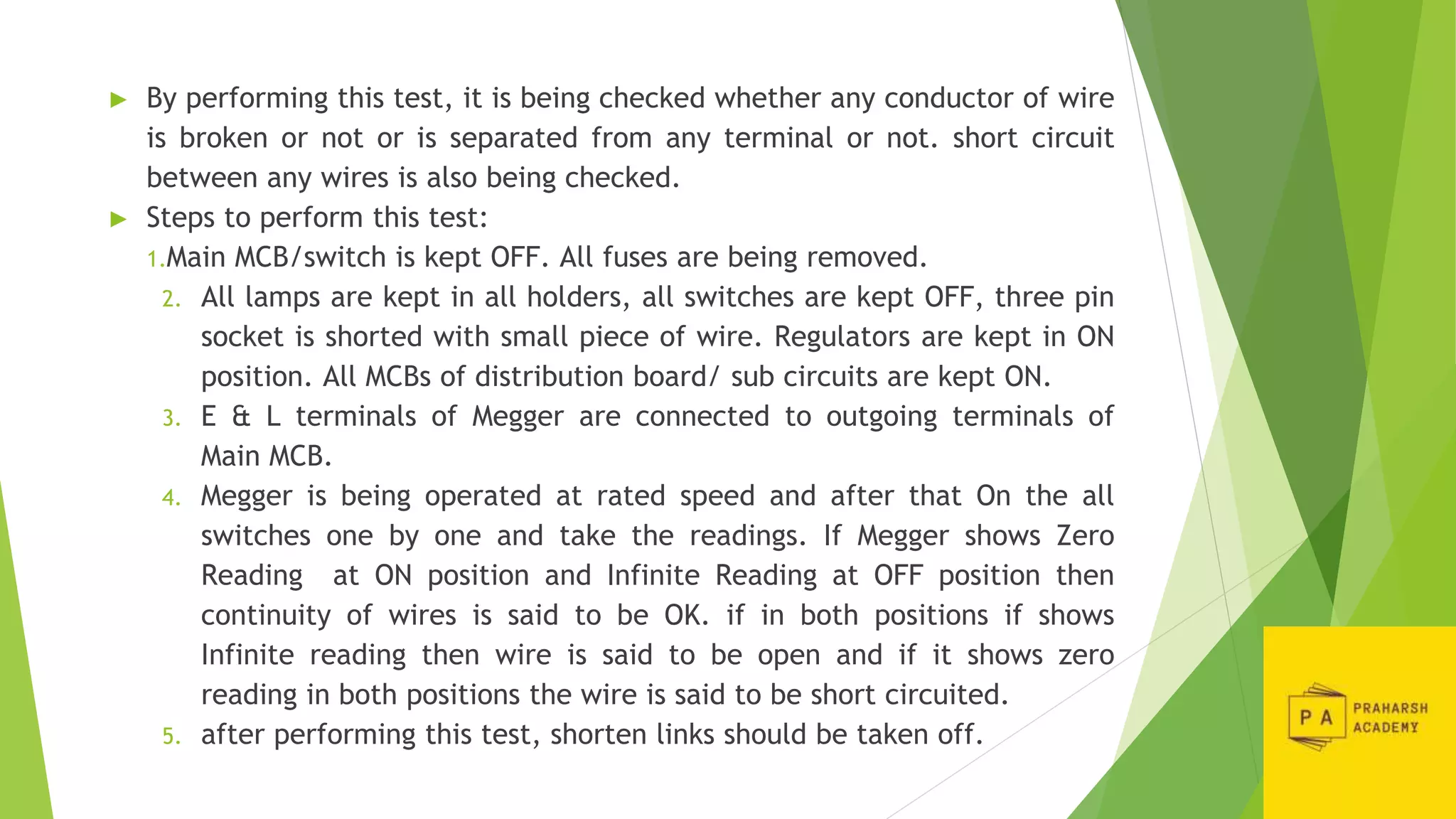 Inspection and testing of wiring installation | PPTX