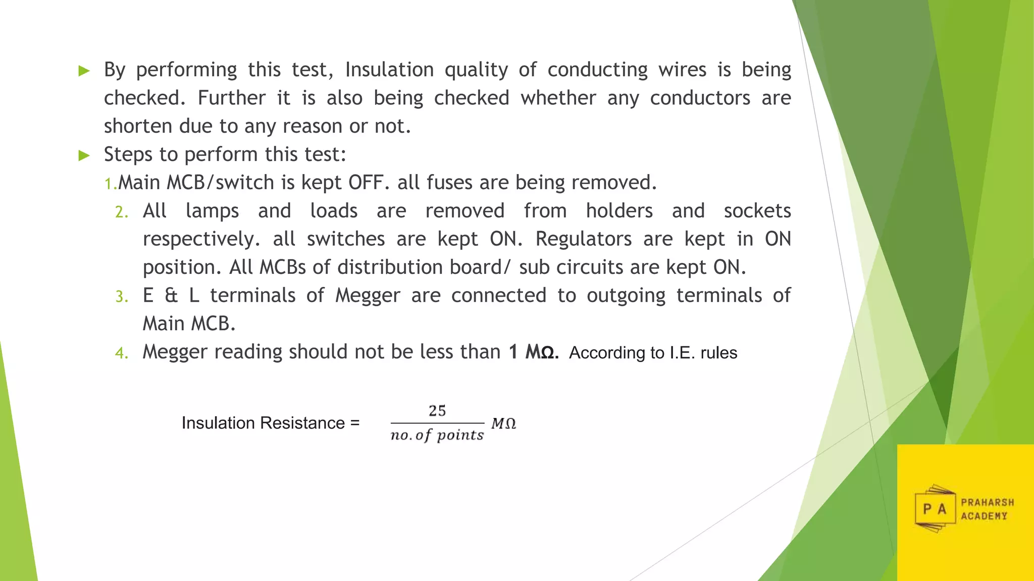 Inspection and testing of wiring installation | PPTX