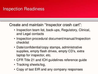 Inspection by regulatory authority ( fda ) | PPTX