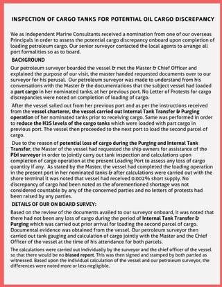 Inspection of cargo tanks for potential oil cargo discrepency | PDF