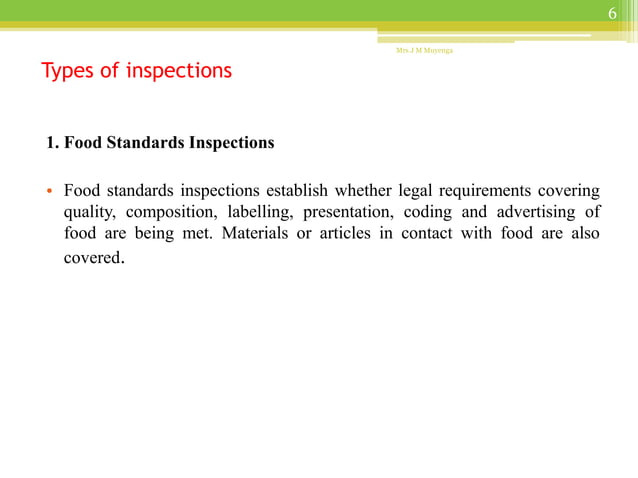 INSPECTION OF FOOD PREMISES.pptx | Food Industry | Industries