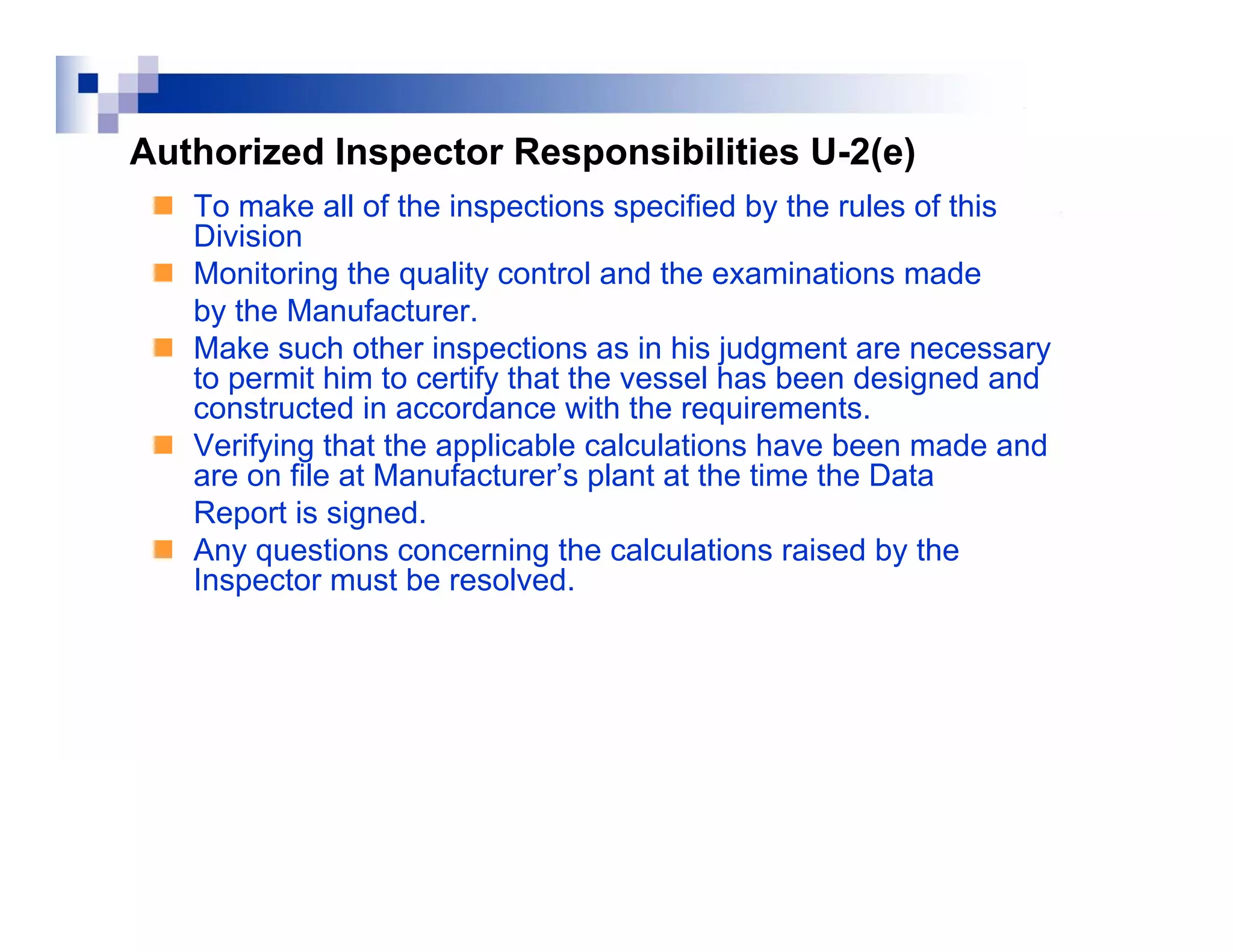 Inspection of Pressure Vessels as per ASME Sec VIII Division -1 | PDF