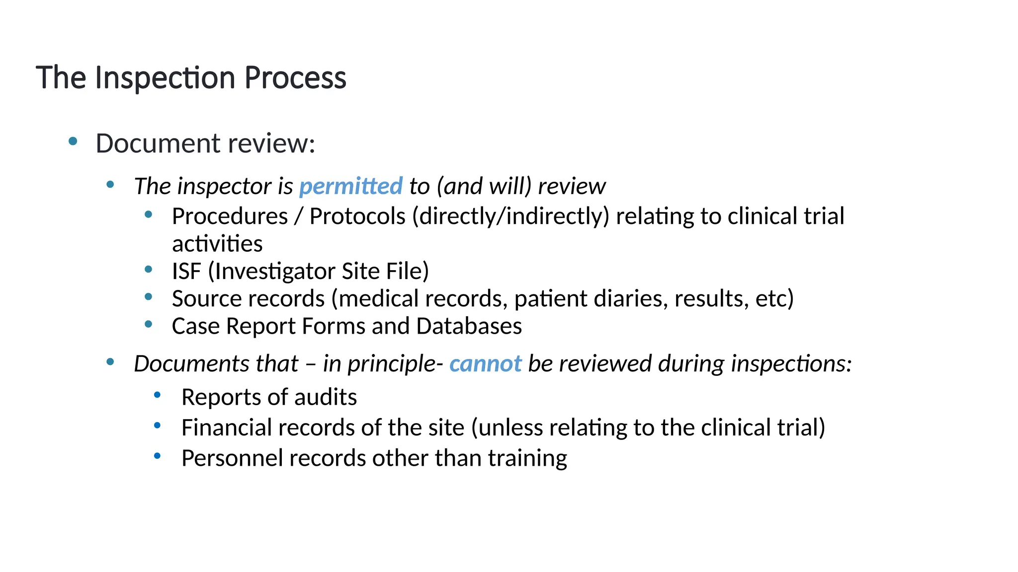 Inspection Readiness, Inspection readiness for clinical trial site..pptx