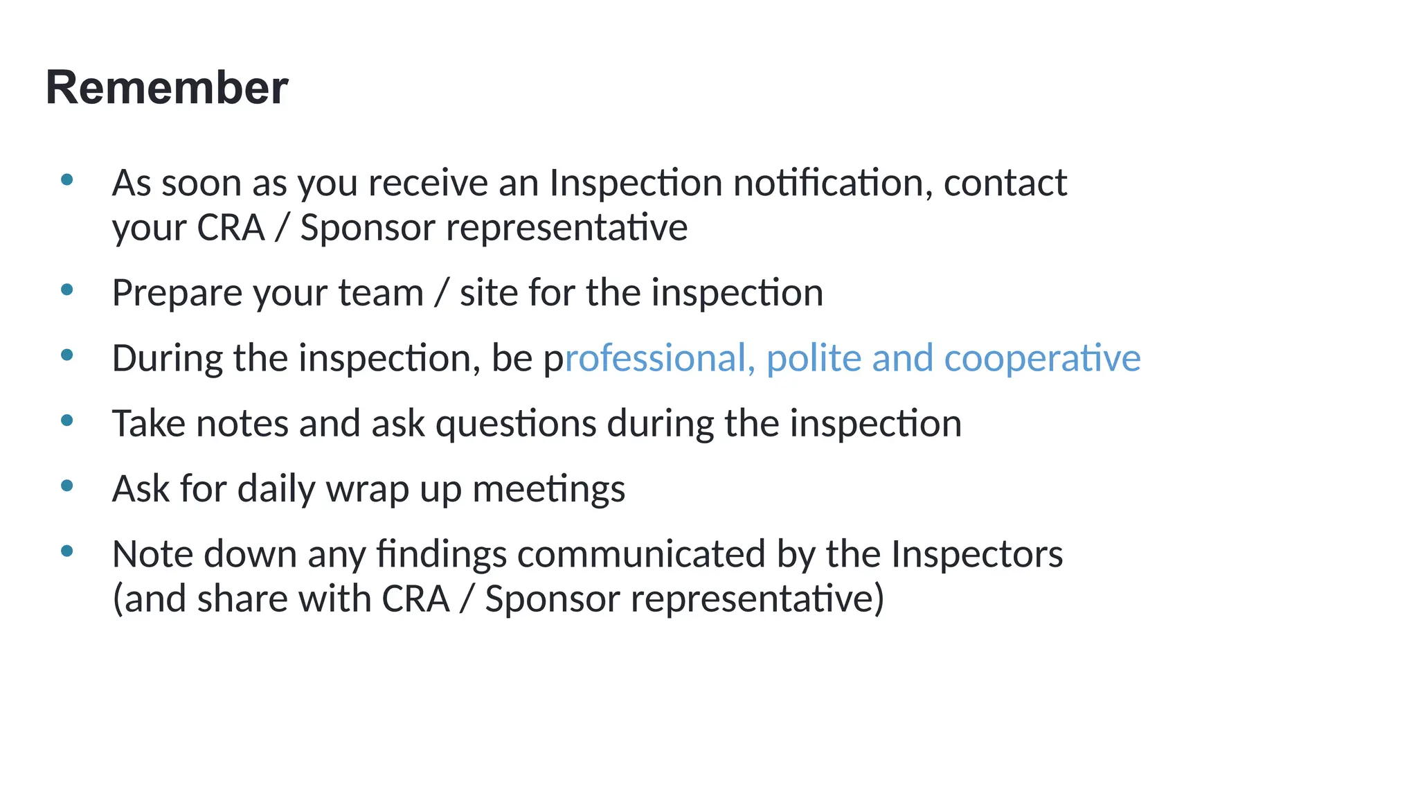 Inspection Readiness, Inspection readiness for clinical trial site..pptx